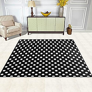 ALAZA White Black Polka Dot Area Rug Rugs for Living Room Bedroom 7' x 5'