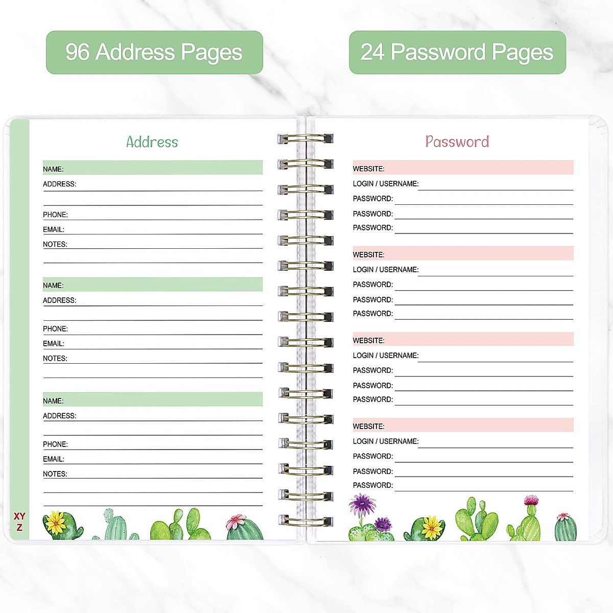Address Book with Alphabetical Tabs Internet Phone Contact Password Notebook Keeper 8.25 X 6.2 inch 120 Pages