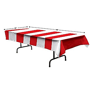 Red & White Stripes Tablecover Party Accessory (1 count) (1/Pkg)
