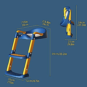 FAYDUDU Potty Training Seat with Step Stool Ladder Toddler Potty Seat for Toilet Seat Kids Potty Training Toilet for Boys Girls Training Potty Seat with Anti-Slip Pads (Blue)