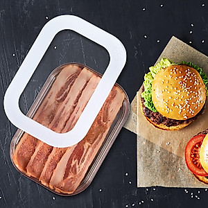 PARBEE Bacon Container for Fridge, 3 Layers Deli Meat Container, Stackable Cheese and Cold Cuts Holder Food Storage Box with Lid for Refrigerator