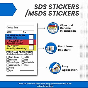 SDS Stickers 500 Stickers - 2 Rolls of 250, 1.5" x 2.5", Right To Know- Chemical Identifying and Marking Sticker Decals