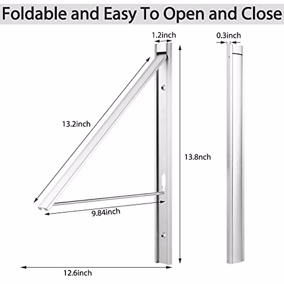 kuaguan Laundry Racks for Drying Clothes Drying Rack,Folding Drying Rack, Wall Mounted Clothes Hanger Rack Drying Rack Clothing Folding Indoor and Outdoor (Silver)