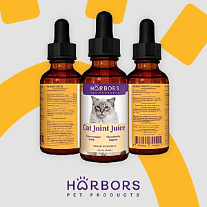 Harbor's Cat Hip Helper - Cat Joint Supplement Liquid for Fast Pain Relief, Smooth Younger HIPS. Natural Nutrients, Glucosamine, MSM, Chondroitin, Hyaluronic Acid, Yummy Organic Beef Flavor - 59 ml