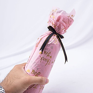 MR FIVE 50 Sheets Gold Thank You Tissue Paper Bulk,20" x 14",Thank You Tissue Paper for Packaging,Gift Bags,Thank You Packaging Tissue Paper for Small Business (Pink)