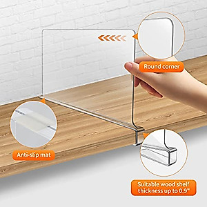 Maotong Clear Closet Shelf Divider 8 Pack, Acrylic Shelf Separator Shelves Organizer for Bedroom Clothes Closet Shelving, Kitchen and Office Shelves