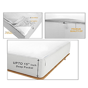 Pure Eco Easy Zipper Fitted Sheet - Includes 1 Fitted Sheet Base & 2 Zip-On Sheets - 15” Inch. Deep Pockets Zipper Sheets Full Size - 600 TC Soft Cotton Fitted Sheet - Dark Grey