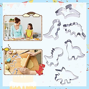 Dinosaur Cookie Cutters,hitsuki Stainless Steel Cookie Cutter Metal Cookie Cutters Fun Dino Cookie Cutters,Dinosaur Cookie Cutters for Kids Dinosaur Pancake Molds,6 Pcs