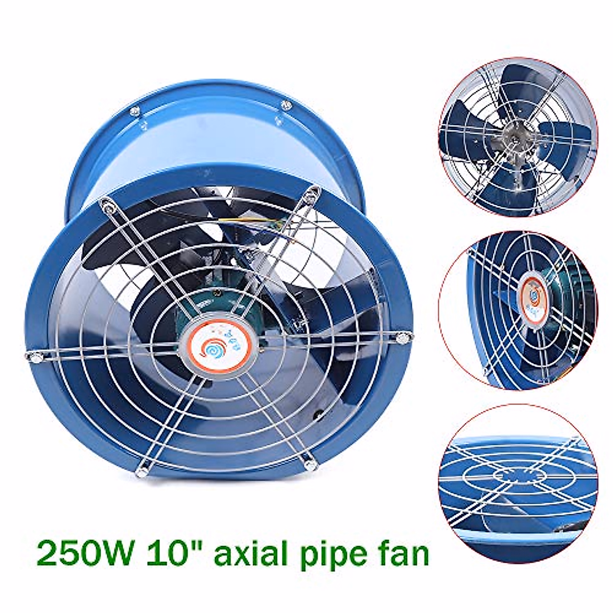 DNYSYSJ Industrial Direct Drive Barrel Fan 10'' 1420r/min High Velocity Barrel Fan Heavy Duty Rolled Steel Housing Water Proof Switch