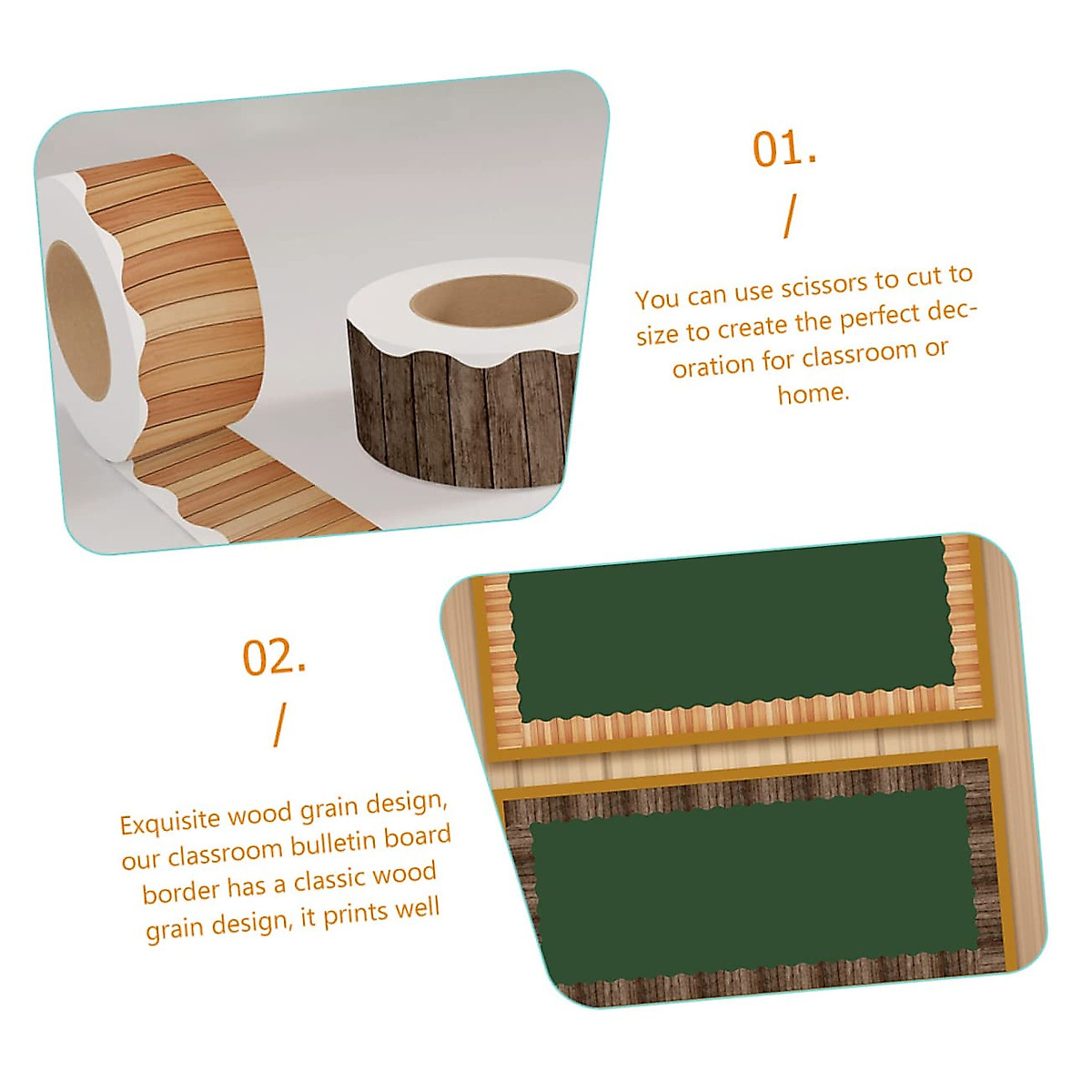 STOBOK 1 Roll whiteboard The office stickers decorative items sticker blackboard frame decor classroom bulletin board decors wood grain decorate plank border trim board decorations