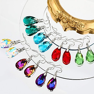 12 Pairs Dangle Earrings Set for Women Crystal Dangle Drop Earrings Rainbow Crystal Earrings for Girls (Basic Style)