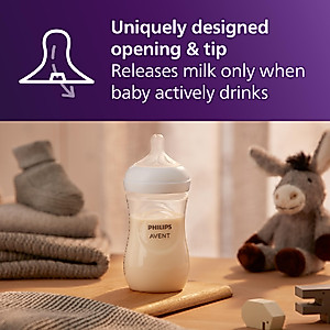 Philips AVENT Natural Baby Bottle with Natural Response Nipple, Clear, 9oz, 4pk, SCY903/04