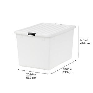 IRIS USA 132 Qt. Plastic Storage Container Bin with Secure Lid and Latching Buckles, 1 pack - Clear, Durable Stackable Nestable Organizing Tote Tub Box Sports General Organization Garage Extra Large