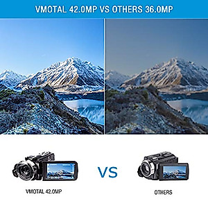 Vmotal Video Camera Camcorder with Microphone, 2.7K HD 42.0 MP 18X Digital Zoom 1080P Vlogging YouTube Recorder, 270 Degree Rotation 3.0 Inch Screen with 2 Batteries Inculde 32GB SD Card