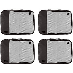 Amazon Basics 4 Piece Packing Travel Organizer Cubes Set - Medium, Black