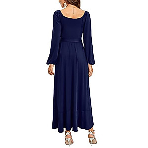 OUGES Womens Wrap Maxi Nursing Maternity Dresses for Photoshoot Baby Shower(Navy,L)