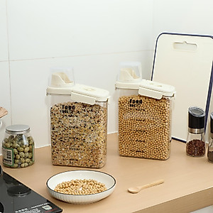 Blushtier 4 PCS Cereal Containers Storage 2.8L Airtight Large Dry Food Containers with Pouring Spout Cereal Storage Dispenser Measuring Cup for Flour and Baking Supplies, White