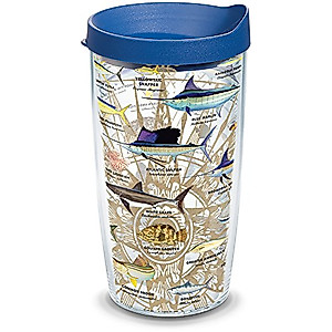 Tervis Made in USA Double Walled Guy Harvey Insulated Tumbler Cup Keeps Drinks Cold & Hot, 16oz, Charts, Classic, 1 Count (Pack of 1)