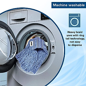 Mop Head Replacement,Mop Heads Commercial,Cleaning Mop Heavy Duty Cotton Looped End String,Wet Industrial Cleaning Mop Head Refill,Reusable Washable Mops for Floor Cleaning Machine Washable(black4)