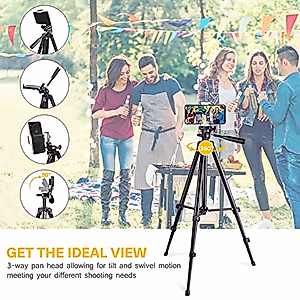 Torjim Phone Tripod, 50-inch Extendable and Lightweight Aluminum Tripod Stand with Phone Clip, Portable Travel Tripod for Photography, Video Recording, Vlogging, and More