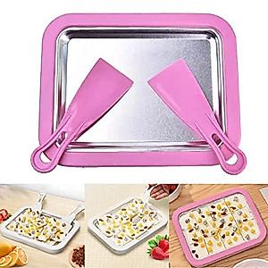 Plate with 2 s Homemade Rolled Ice, Sorbet Maker, Homemade Ice (Pink)