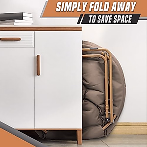 SFIHOME Foldable Oversized Moon Chair, Large Soft Lazy Cozy Comfortable Faux Fur Round Saucer Moon Chair for Teens and Adults, Light Brown