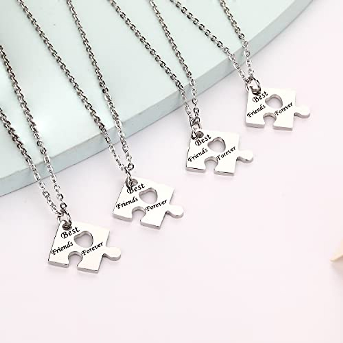 Yonhon 4 BFF Best Friend Necklace Puzzle Friendship Necklace for 4