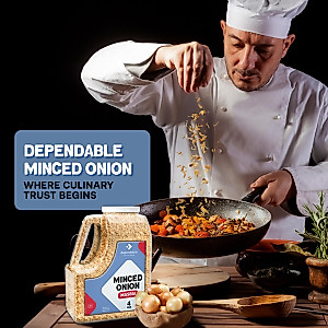Dependable Food Minced Onion -4 Lb. Jar - Bulk, Kosher, Dehydrated Onion Flakes Convenient Versatile Seasoning for Chefs, Restaurants, and Culinary Enthusiasts - 100% Natural - Perfect Savory Addition to Soups, Dips, Sauces, Meat Marinades & More - Allerg