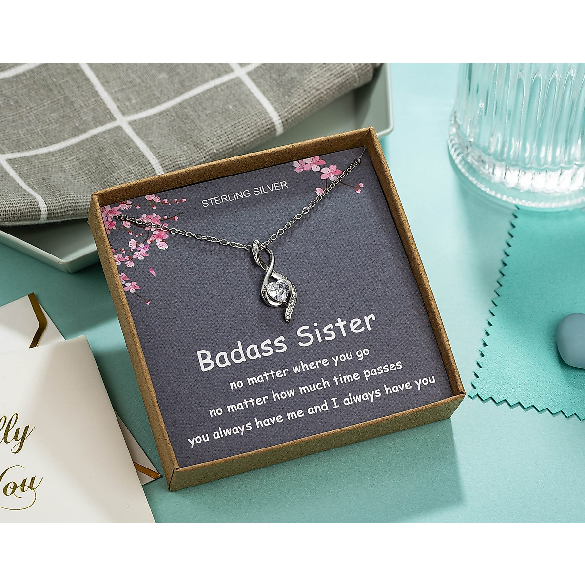 MILEPOSTJEW Thank You for Being My Badass Sister - Unique Badass Tribe Necklace Jewelry Friendship Sister Gifts from Sister For Women Best Friends Group With Gift Box