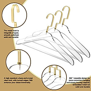 Quality Clear Acrylic Lucite Coat Suit Hangers with Bar – 5-Pack, Stylish Clothes Hanger with Acrylic Pant Bar - Coat Hanger for Dress, Suit - Closet Organizer Adult Hangers (Matte Silver, 5)