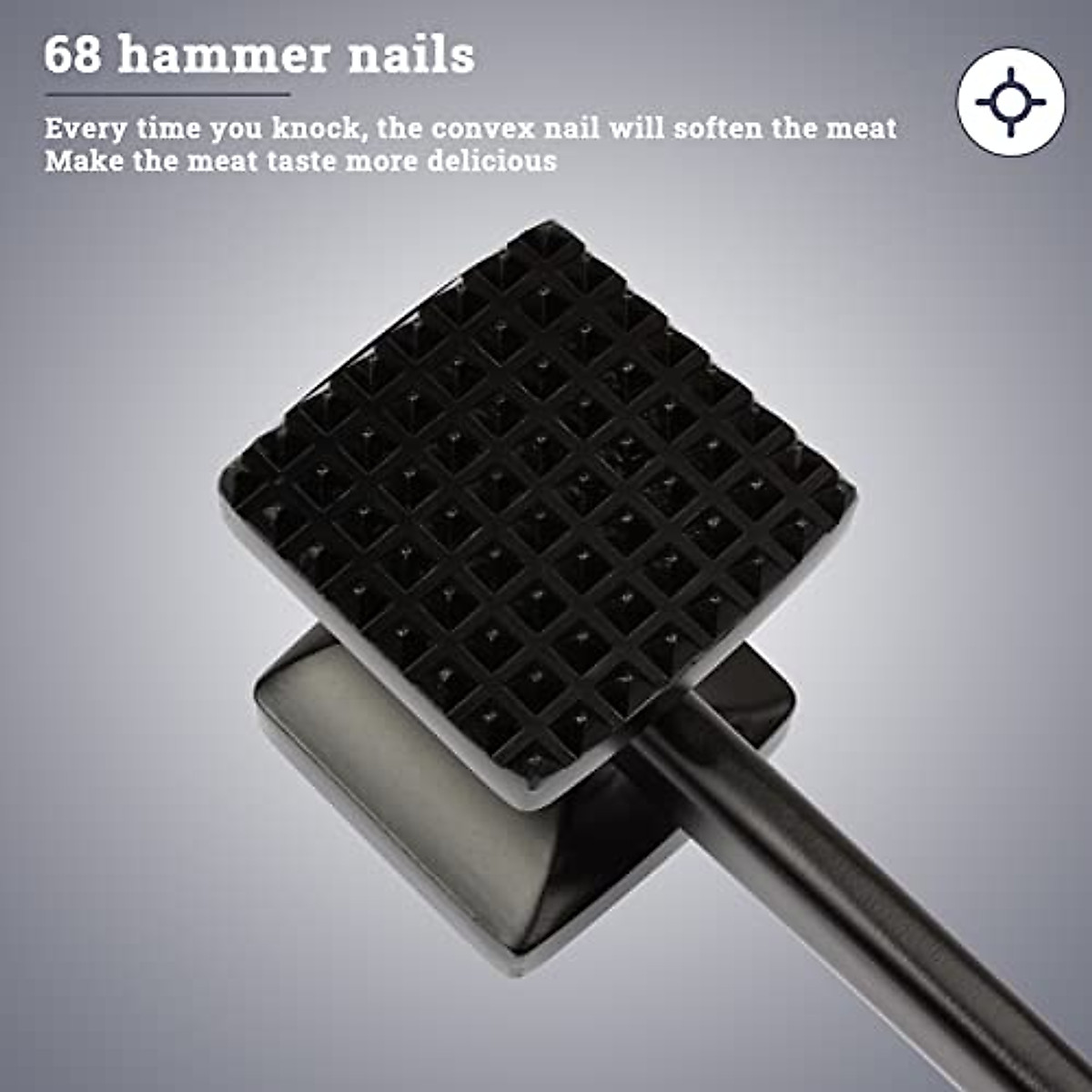 Sihuuu Meat Tenderizer Hammer Dual Sided Meat Mallet with Non-Slip Grip Heavy Duty Metal Meat Pounder Tool for Tenderizing Chicken, Beef, Poultry, Steak