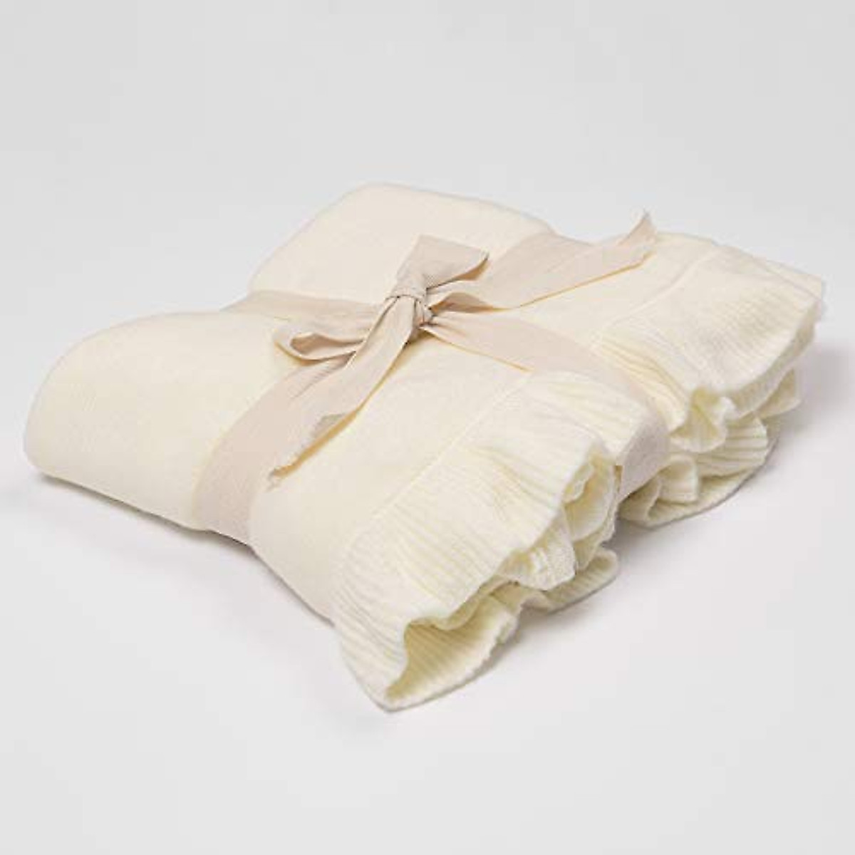 Best Home Fashion Ruffle Border Throw - Ivory - 50" W x 60" L - (1 Throw)