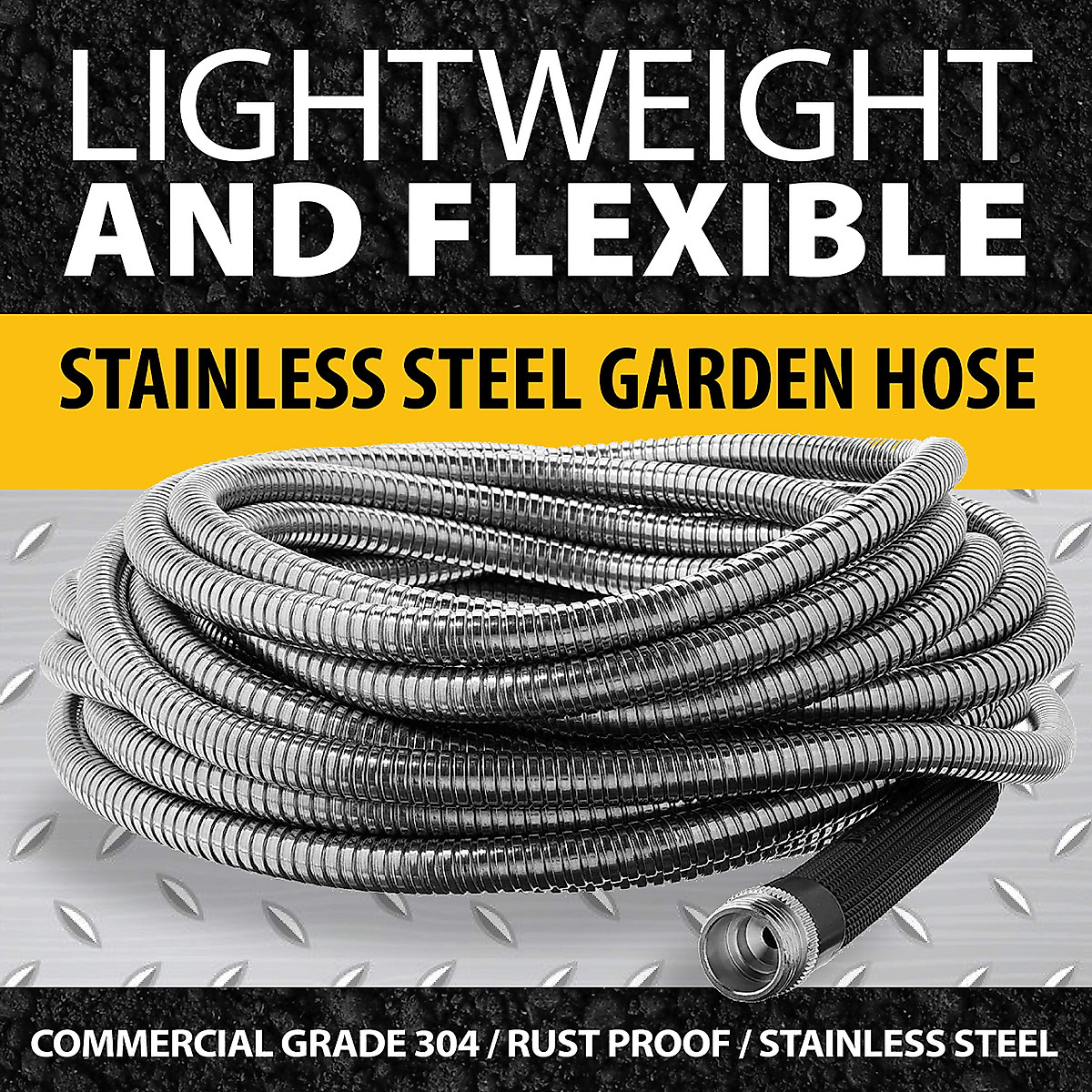 Bionic Steel 100 FT Garden Hose, 304 Stainless Steel Metal Water Hose 100Ft, Flexible Hose, Kink Free, Ultra Lightweight and Durable, Crush Resistant Fitting, Easy to Coil, 500 PSI - 2023 Model