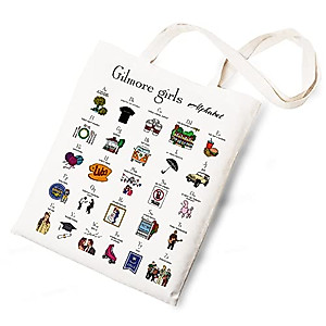 Gilmore Girls Alphabet Canvas Tote Bag Funny Cotton Reusable Tote Shoulder Bag Present for Friends Fans Women Men