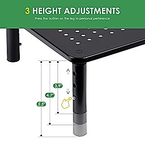 2 Pack Desktop Riser, 3 Height Adjustable Monitor Stands for 2 Monitors, PC, Computer, Printer, iMac, Desktop Monitor Stand with Ventilated Platform for Airflow by DOLALIKE