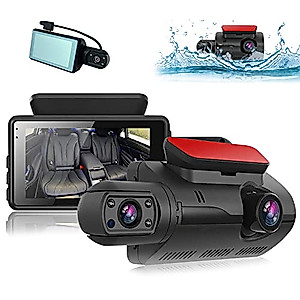 Dash Cam Front and Inside 1080P Dual Dash Camera for Cars 3 Inch Full HD 110° Wide Angle Car Dashboard Camera w/Infrared Night Vision, G-Sensor, Parking Monitor, Loop Recording, Motion Detection