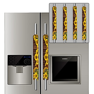 DMCXERO Refrigerator Handle Covers Set of 4 Appliance Handle Covers Use on Keep Kitchen Appliance Fridge Oven Microwave Dishwasher Clean (Sunflower)