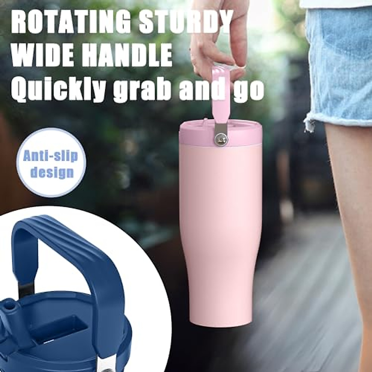 Zukro 40 OZ Tumbler With Flip Straw |Triple-Wall Vacuum Insulated Cup With Top Handle For Gym Sports Outdoors |Reusable Leak Proof Stainless Steel Water Bottle, Fit in Cupholder |Cold 30 Hours