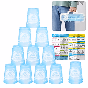 Diginterest Sport Cups, Upgraded12pcs Cup Set with Durable Carrying case, Gift for Game Lover and Summer Camp (Transparent Blue)