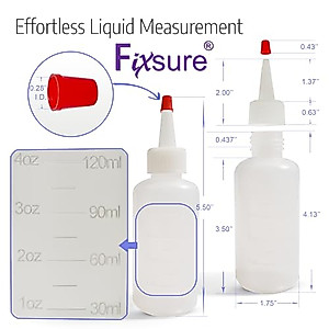 FIXSURE Plastic Squeeze Bottles with Red Tip Cap, 4 Oz Squirt Bottle For Ketchup, BBQ, Sauces, Syrup, Condiments, Oil, Pancake, Cookie Decorating, Dressings, Travel, Camping, Lab, Arts and Crafts (1)