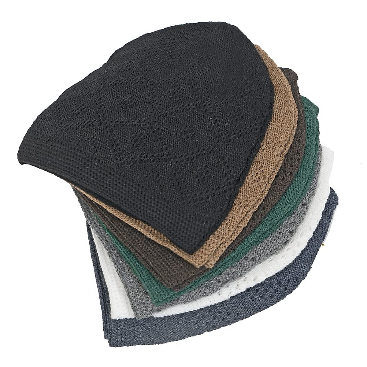 JILANI HANDICRAFT 7X Islamic Muslim Knitting Kufi Topi Prayer Hat Crochet Taqiyah Takke Skull Cap