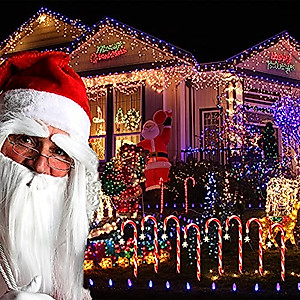 Christmas Candy Cane Solar Lights with SnowflakesCandy Cane Lights Set of 8,Red and White Yard Lights for Holiday Xmas Indoor Courtyard Patio Garden Walkway