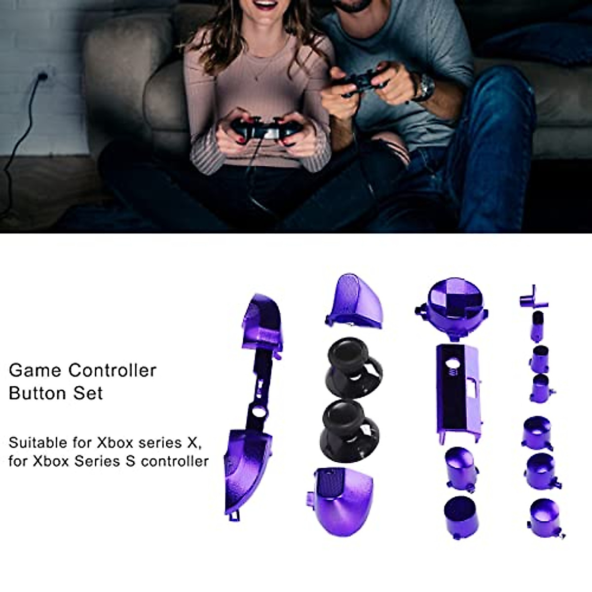 Full Game Controller Plating Button Set, Game Handle Accessories Compatible Beautiful Appearance for Series X(Electroplating Violet)