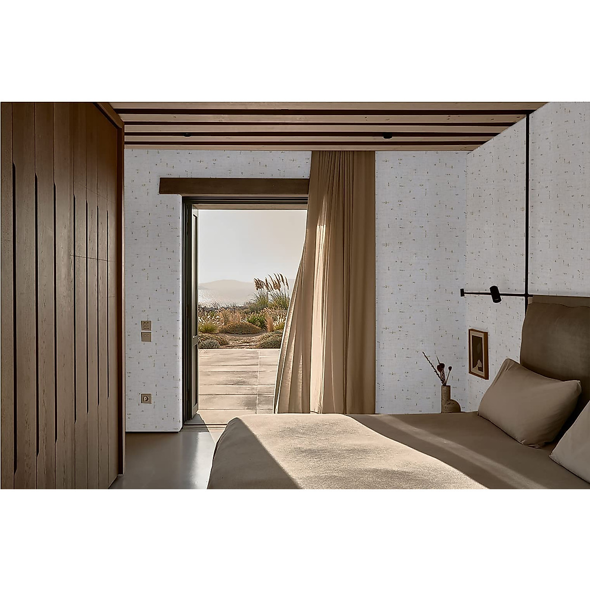 Dimoon Wallpaper 17.7’’ x 78.7’’ White Thicken Contact Paper Milky Grasscloth Removable White Peel and Stick Wallpaper Texture Film Self Adhesive Decorative Shelf Drawer Liner Roll