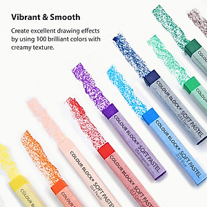 COLOUR BLOCK 100pc Wooden Case Soft Pastel Art Set for Beginners and Experienced Artists I Colors Square Chalk Pastels Art Supplies for Drawing, Blending, Gift