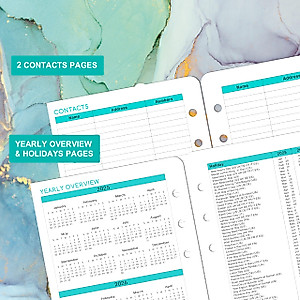 2024-2025 Planner Refills - Planner Refills, JUL 2024 - JUN 2025, A5 Planner Inserts, 5.5 x 8.5 inch, 7 Holes, 2024-2025 Weekly & Monthly Planner Refills, A5 Planner Refills - Green