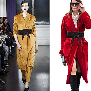 Aecibzo Women's Velvet Self Tie Wrap Around Waist Belt Wide Waistband Cinch Dress Belts (Black)