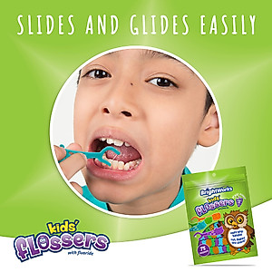 Kids’ Grape-Flavored Dental Flossers, Colorful Animals add Fun to Support Healthy Habits, Easy-Grip Handle and Fluoride-Coated Floss, Pack of 3 x 75 Pieces