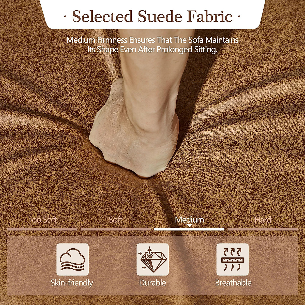 POUUIN 81" Small Sectional Sofa Couches for Living Room,Mid-Century Modern L-Shape Sofa Couch with Chaise,Faux Leather Comfy Chaise Sofa for Office Apartment Small Space,Brown