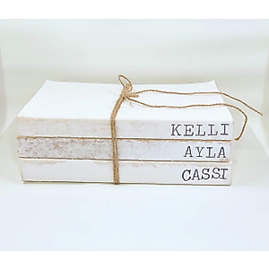 Personalized Stacked Books, Farmhouse Books, Stamped Books, Custom Book Stack, Rustic Home Decor, Stamped Book Set